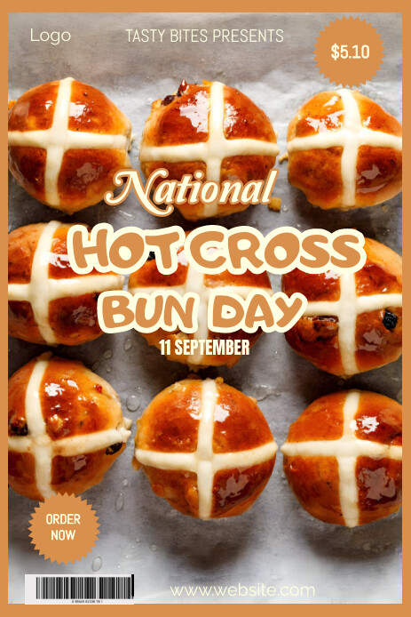 Copy of White Maximalist Hot Cross Bun Day Pinterest | PosterMyWall