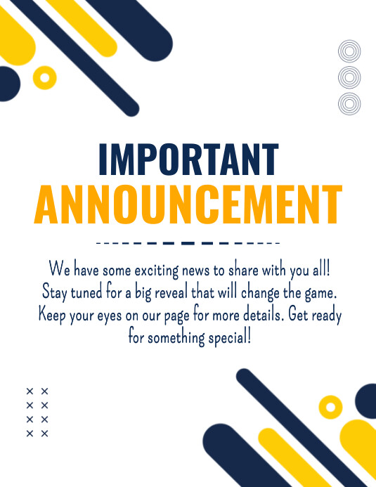 White Maximalist Important Announcement Flye Template | PosterMyWall