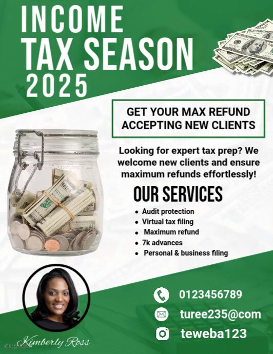 White Maximalist Income Tax Season Flyers Flyer (us Letter) Template ...