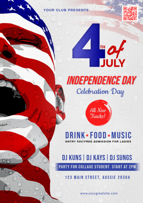 White Maximalist Independence Day Celebration Day A5 Templat | PosterMyWall
