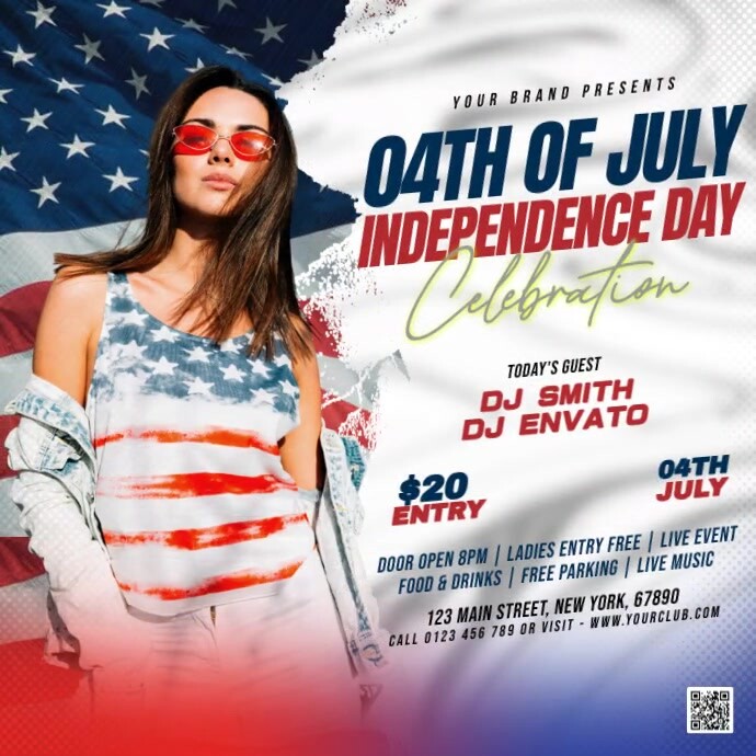 White Maximalist Independence Day Party Instagram Post Template | PosterMyWall