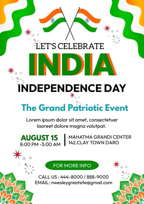 White Maximalist India Independence Day A4 Template | PosterMyWall