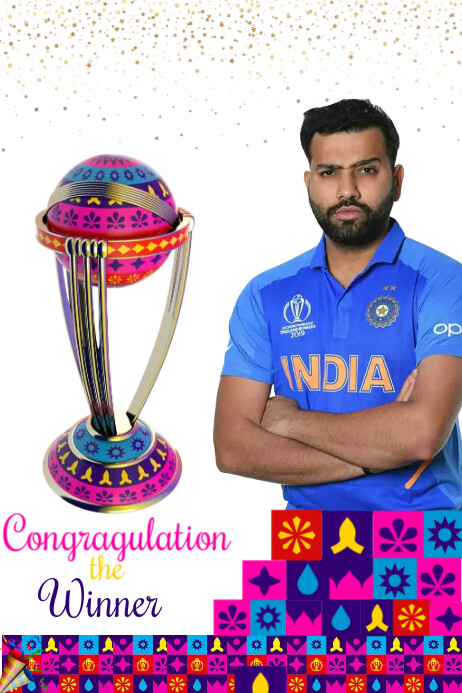 White Maximalist India Trophy Winner CONGRAGULATION Poster Template ...