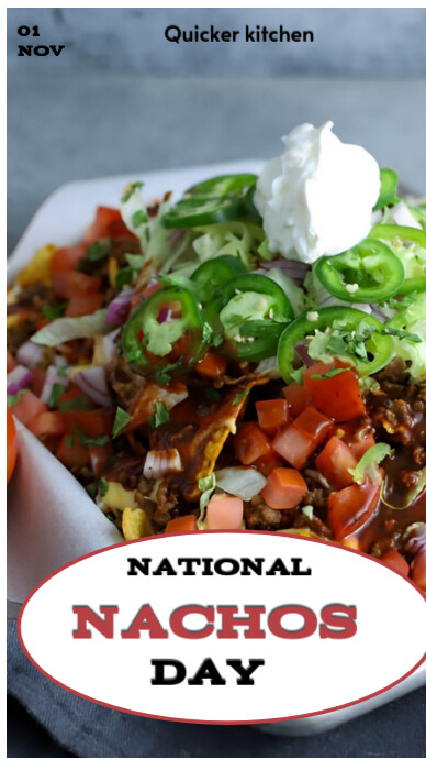 White Maximalist Instagram Story National Nachos day Template ...