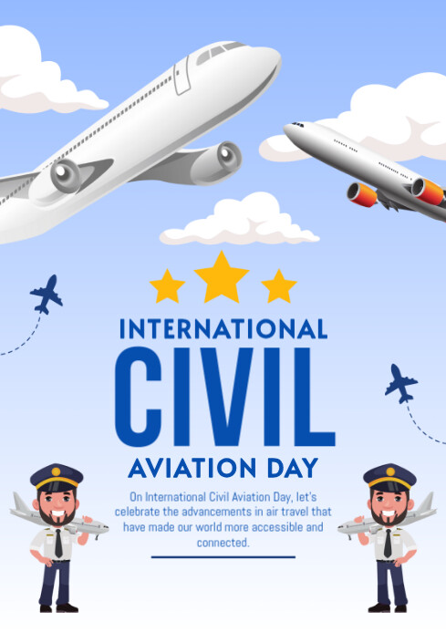 White Maximalist International Aviation Day A4 Template | PosterMyWall