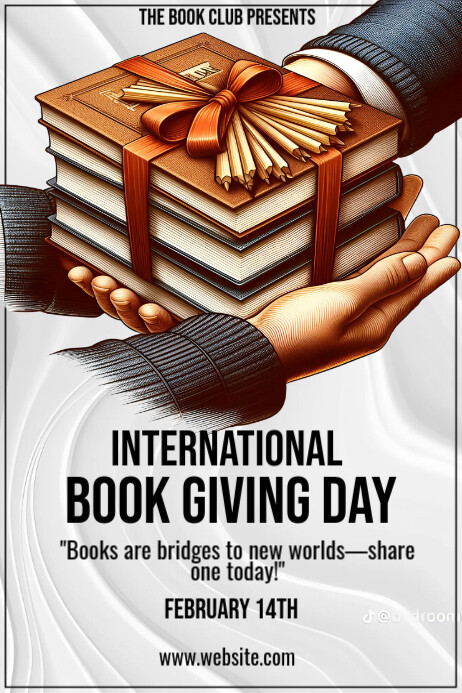 White Maximalist International Book Giving Day Poster Template ...