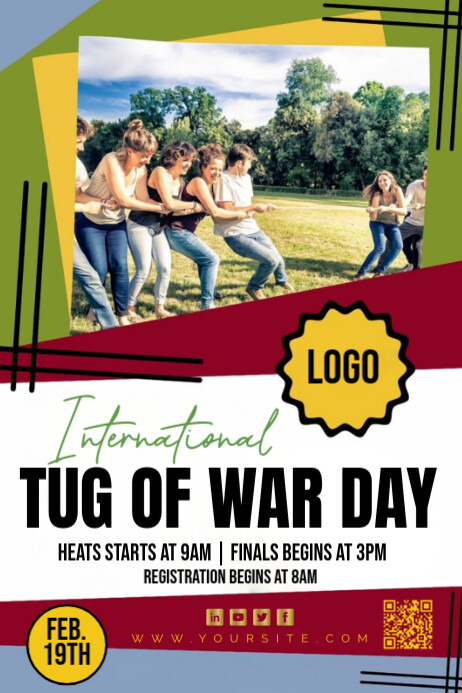 Copy of White Maximalist International Tug Of War Day Event Poster ...