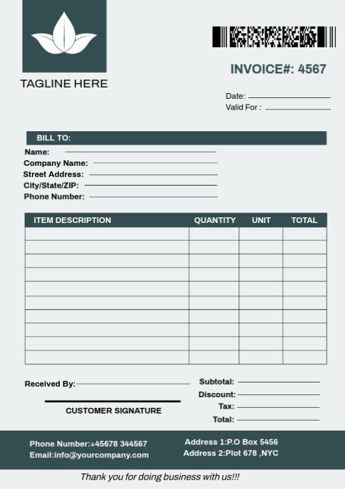 White Maximalist Invoice Template A4 | PosterMyWall