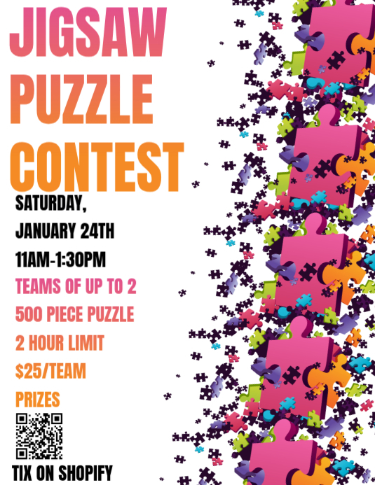 White Maximalist Jigsaw Puzzle Contest Flyer (us Letter) Template ...