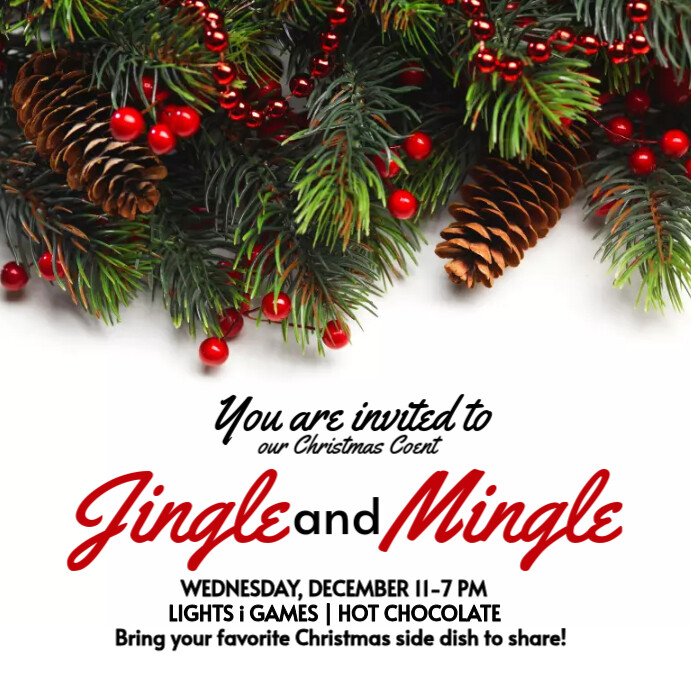White Maximalist Jingle & Mingle Instagram Post Template | PosterMyWall
