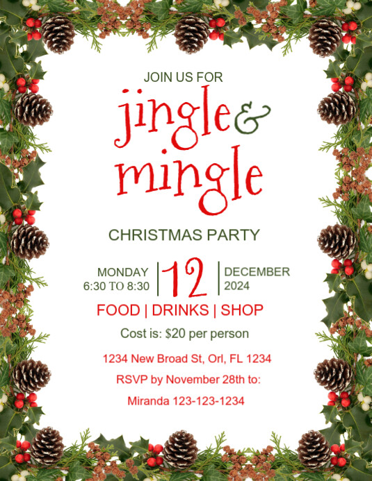 White Maximalist Jingle And Mingle Christmas Party Invitation Flyer (us ...