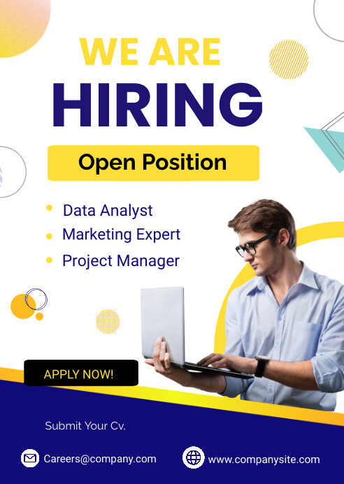 White Maximalist Job Vacancy Advert A6 Template | PosterMyWall