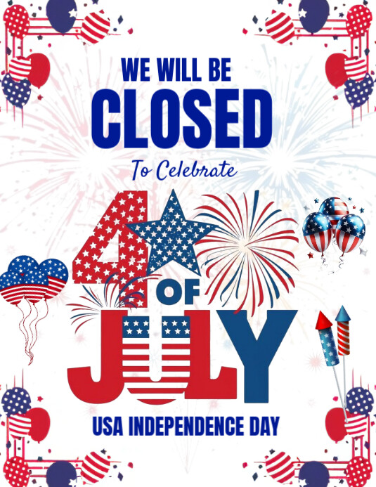 White Maximalist July 4th Holiday Sign Flyer (us Letter) Template ...