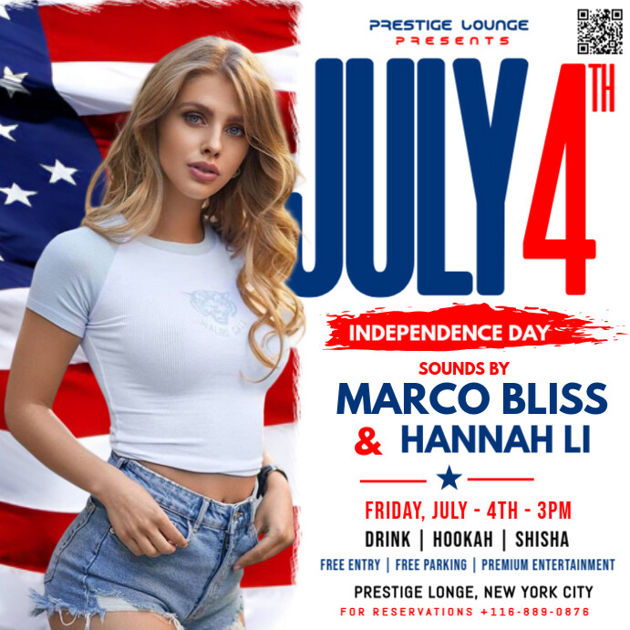 White Maximalist July 4th Instagram Post-skabelon | PosterMyWall