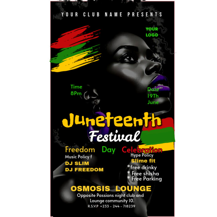 White Maximalist Juneteenth Club Party Flyer Instagram Post Template ...