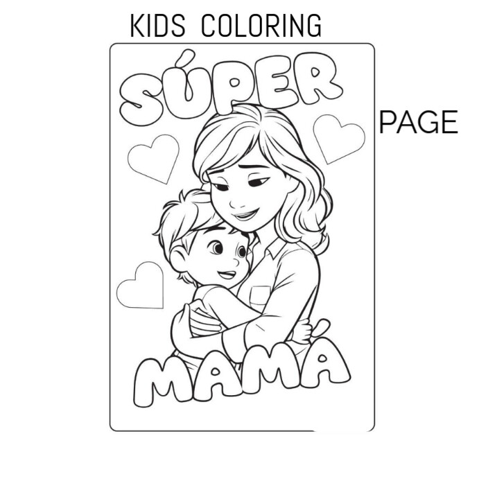 Plantilla de White Maximalist Kids Coloring Page For Mother's Day ...