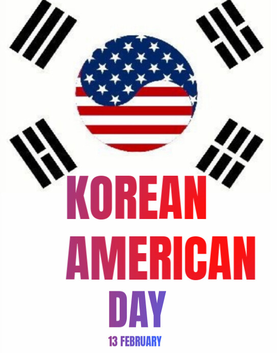 White Maximalist Korean American Day Design Poster/wallboard Template ...