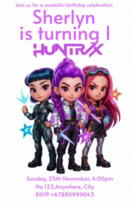 White Maximalist Kpop Demon Hunters Birthday Invitation Tabloid ...