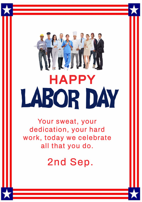 White Maximalist Labor Day A4 Template | PosterMyWall