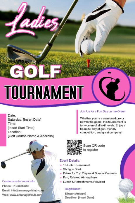 Copy of White Maximalist Ladies' Golf Tournament Flyer Poster ...