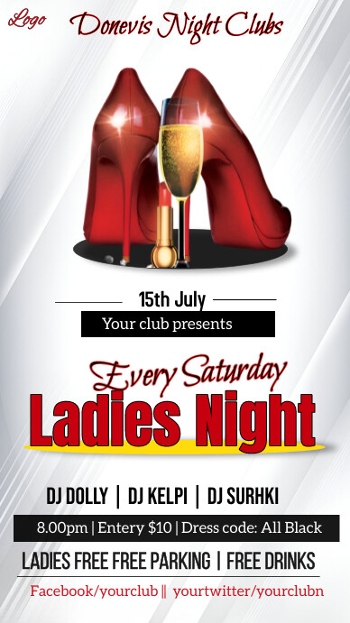 White Maximalist Ladies Night Clubs Invite I Template | PosterMyWall