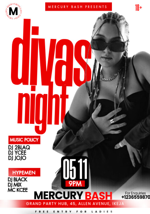 White Maximalist Ladies Night Out Party Flyer A5 Template | PosterMyWall