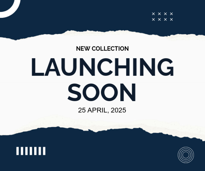 White Maximalist Launching Soon Announcement Medium Rectangle Template ...