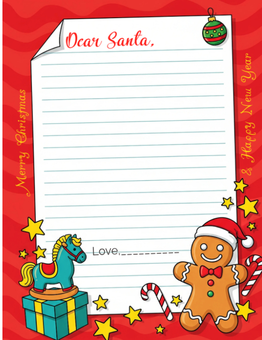 White Maximalist Letter To Santa Flyer (us Letter) Template | PosterMyWall