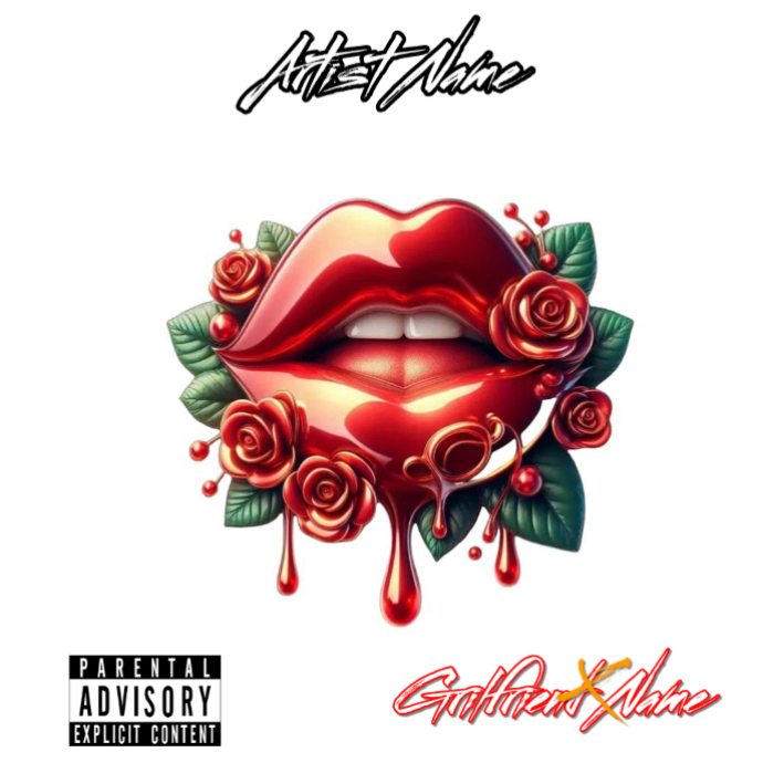 White Maximalist Lips Album Cove Album Cover Template | PosterMyWall