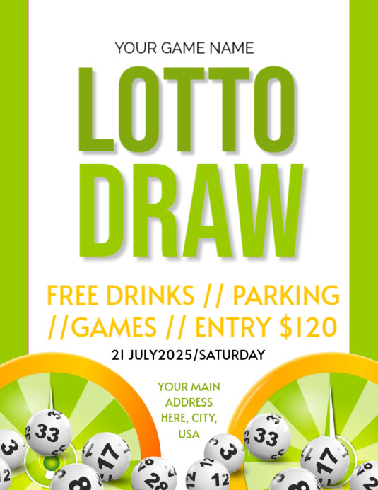 White Maximalist Lotto Draw Flyer (us Letter) Template | PosterMyWall