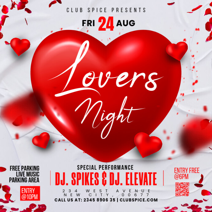 White Maximalist Lover's Night Party Flyer I Template | PosterMyWall
