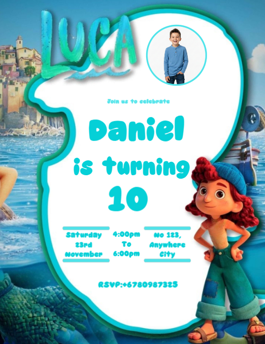 White Maximalist Luca Birthday Invitation Flyer (us Letter) Template | PosterMyWall