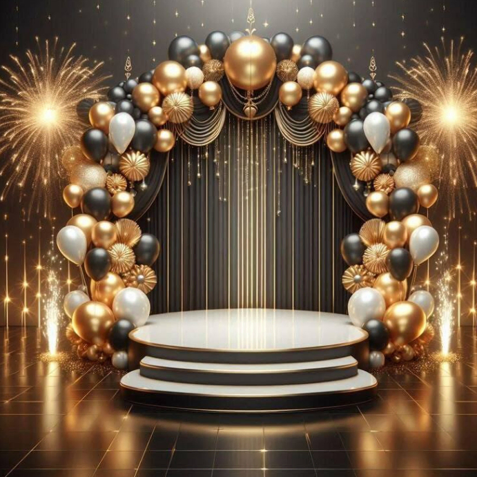 Plantilla de White Maximalist Luxe Celebration Balloon Arch Backdrop ...