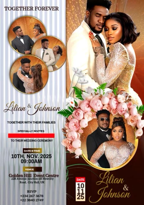 White Maximalist Luxury Wedding Invitation Card Video Template A4 ...