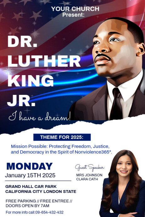 White Maximalist Martin Luther King Jr Day Event 2025 Poster Templat ...