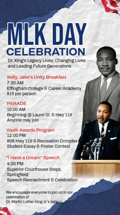 White Maximalist Martin Luther King Jr Day Event Promotion Template ...