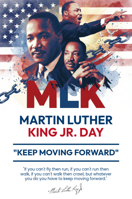 White Maximalist Martin Luther King Jr Day Template Poster | PosterMyWall