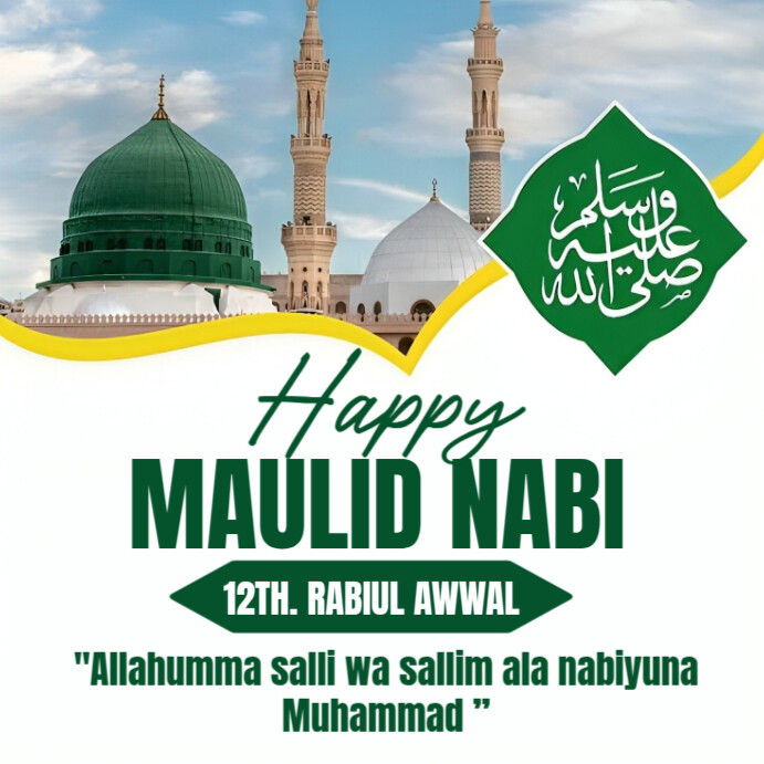 White Maximalist Maulid Nabi Flyer Instagram Post Templat | PosterMyWall