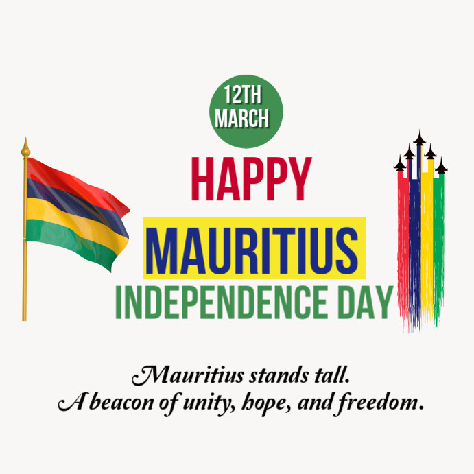 White Maximalist Mauritius Independence Day Instagram Post Template | PosterMyWall