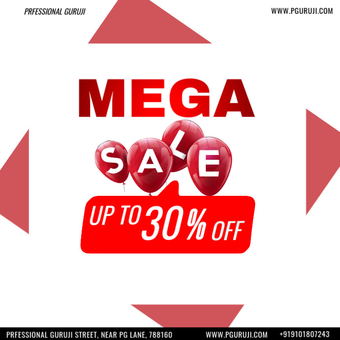 White Maximalist Mega Sale Ad Instagram Post Template | PosterMyWall