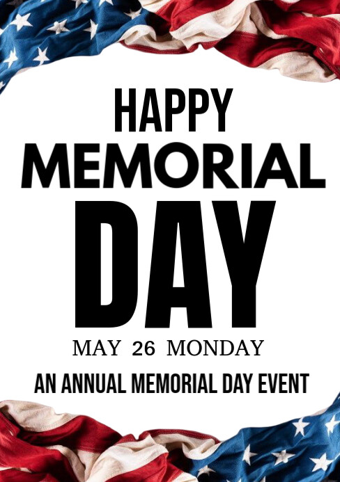 White Maximalist Memorial Day A5 Template | PosterMyWall