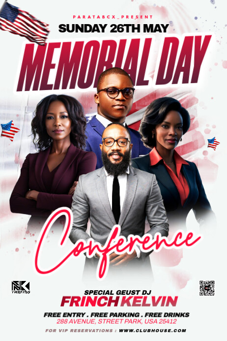 Copy of White Maximalist Memorial Day Service Banner 4' × 6' | PosterMyWall