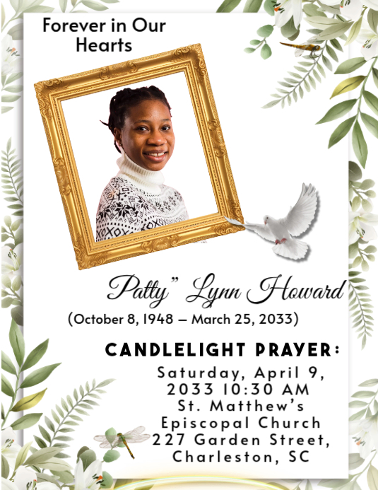 White Maximalist Memorial Funeral Announcement Flyer, Funeral Flyer (us ...