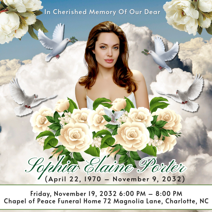 White Maximalist Memorial Funeral Announcement Flyer, Funeral Instagram ...