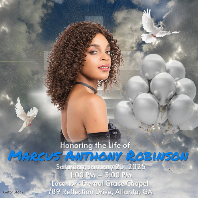White Maximalist Memorial Funeral Announcement Flyer, Funeral Instagram ...