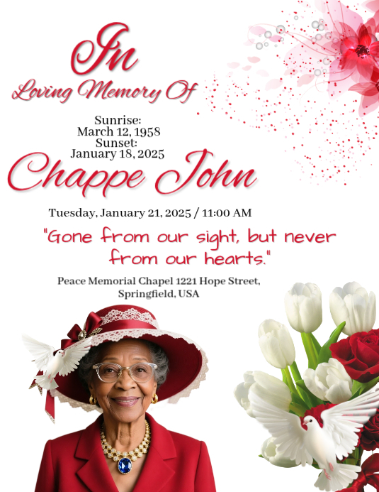 White Maximalist Memorial Funeral Announcement Flyer Flyer (us Letter ...