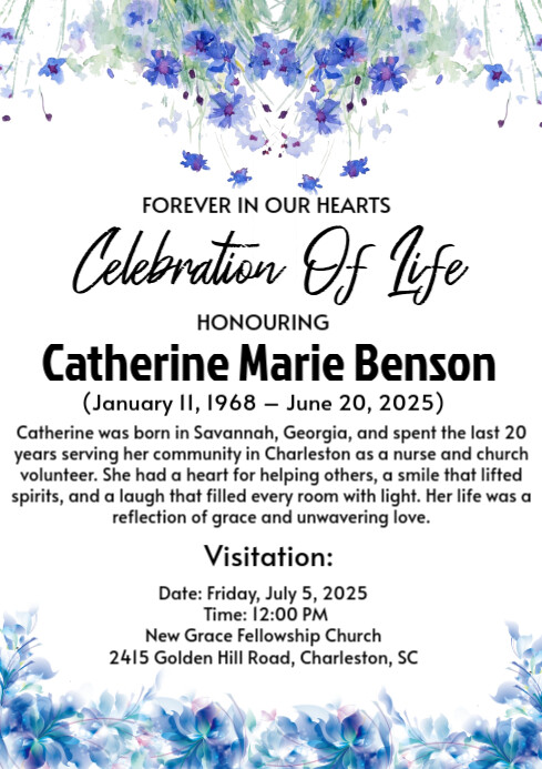 White Maximalist Memorial Funeral Announcement Flyer, Funeral A4 ...