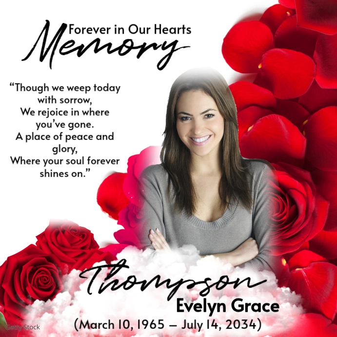 White Maximalist Memorial Funeral Announcement Flyer, Funeral Instagram ...