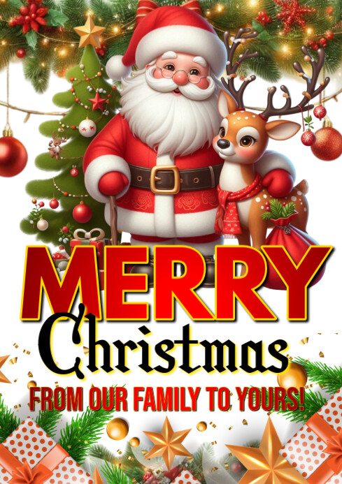 White Maximalist Merry Christmas A4 Template | PosterMyWall