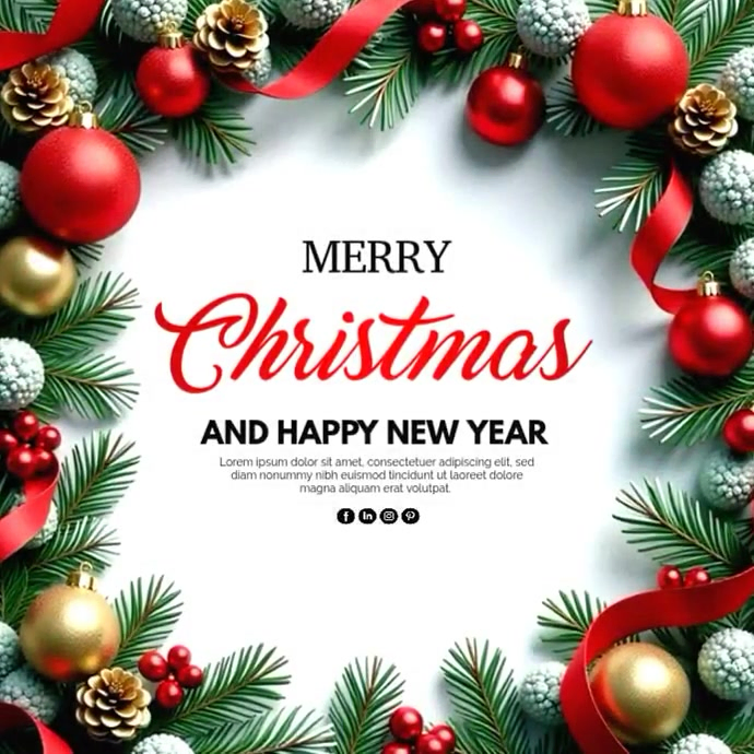 White Maximalist Merry Christmas Card Instagram Post Template ...